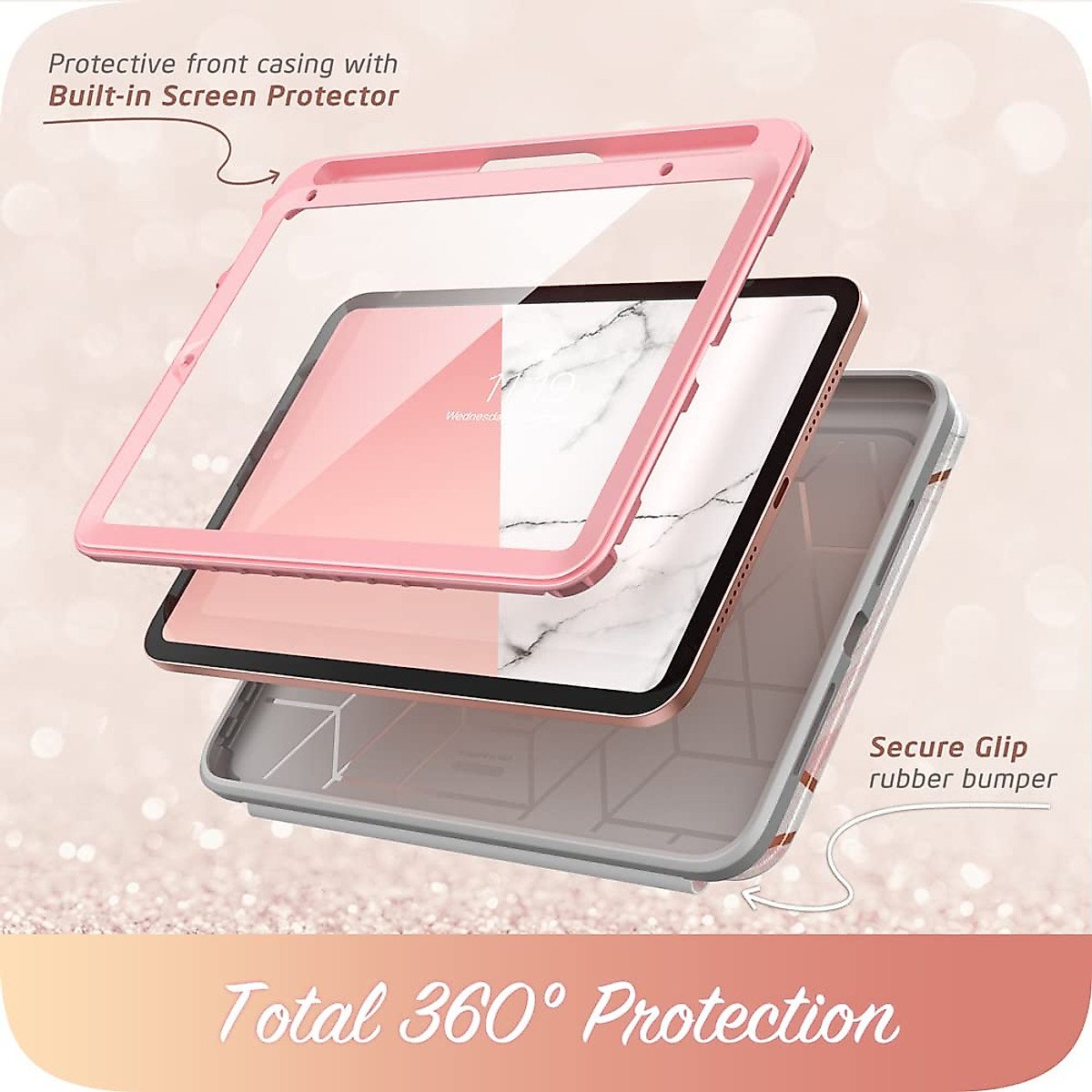 i-Blason for iPad Mini 7 Case (A17 Pro 2024), iPad Mini 6 Case (2021) 8.3 inch, Full-Body Trifold with Built-in Screen Protector Smart Cover with Auto Sleep/Wake & Pencil Holder, Cosmo Series(Marble)