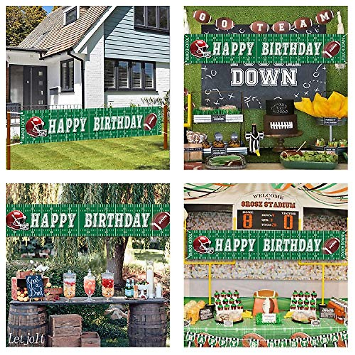 Football Happy Birthday Banner Huge Rugby Banner Decorations Giant Birthday Party Supplies Fence Yard Signs Outdoor Decorations Photo Backdrop 6 Feet