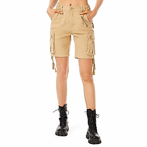 Raroauf Women's Hiking Cargo Shorts Size 27 Golf Active Shorts Outdoor Summer Shorts with Multi-Pocket Khaki