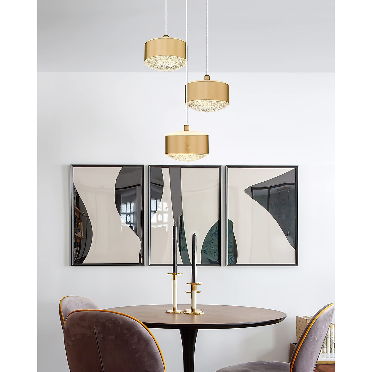 Ken & Ricky Gold LED Pendant Light Fixture, Mini Globe Hanging Light, Modern Island Lights for Kitchen Entryway Dinning Room Bathroom Bedroom - 1 Pack