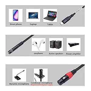HUALEU 3.3FT USB C to XLR Female Mic Cable & 3.5mm (1/8") Female Stereo Out,XLR-to-USB C Digital Interface with Headphone Jack,for iPhone 15 Google Huawei Phone