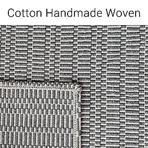 IOHOUZE Grey Runner Rug 2'x8', Dark Grey, Machine Washable 100% Cotton Woven Farmhouse Runners for Hallway/Kitchen/Living Room/Bedroom/Laundry Room