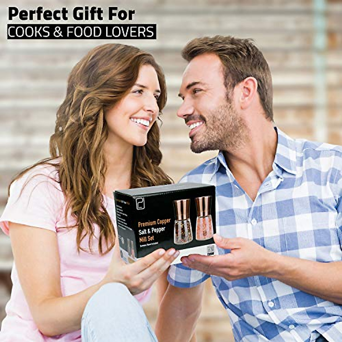 Premium Salt and Pepper Grinder Set - Best Copper Stainless Steel Mill for Home Chef, Magnetic Lids, Smooth Ceramic Spice Grinders with Easy Adjustable Coarseness, Top Salt and Pepper Shakers - 6 Oz