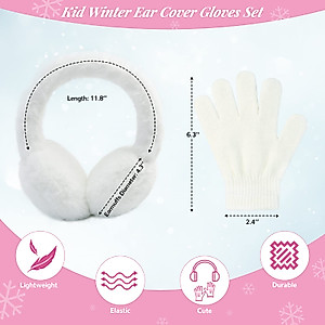 POXIMI Baby Warm Earmuffs Kid Magic Gloves Girl Soft Plush Ear Muffs Toddler Knit Mittens for Boy Winter Ear Warmer Set (R-White Set)