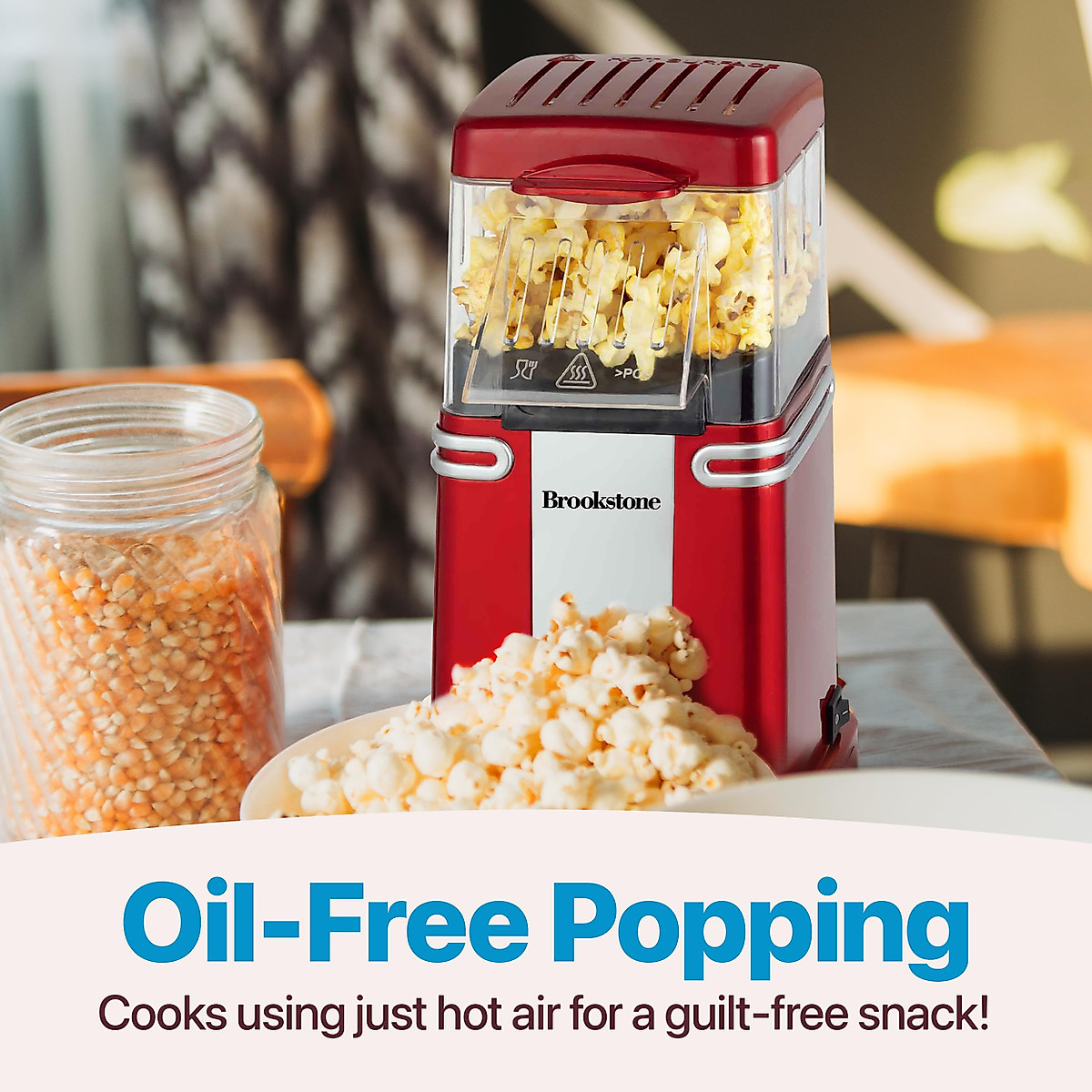 Brookstone Classic Style Popcorn Machine, Air Popper Popcorn Maker Machine Electric, Nostalgia Movie Theatre Popcorn Style, Makes 2 Cups, No Oil, Food Safe, Nostalgia Popcorn Maker, Holiday Gift