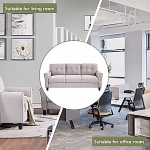 Harper & Bright Designs 3-Piece Living Room Sectional Sofa Set, Modern Style Button Tufted Linen Upholstered Armchair Loveseat Sofa and Three Seat Sofa Set Sectional Couch, Light Gray