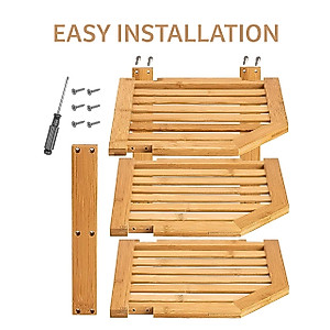 RoyalHouse Bamboo 3-Tier Corner Shelf Organizer for Countertop & Kitchen Cabinet, Space Organizer for Kitchen and Bathroom