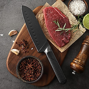 TANSUNG Santoku Knife Ultra Sharp Chef Kitchen Knife Cutting Cooking Knife with Durable Stainless Steel Nonstick Blade Ergonomic Handle for Home Gourmet Restaurant Cooker Gift