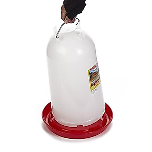 Plastic Poultry Drinker (3 Gallon) - Little Giant - Heavy Duty Plastic Gravity Fed Water Container Jar (Red) (Item No. 7906)