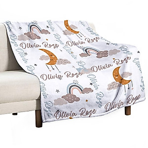 Personalized Baby Blankets for Girls with Name and Rainbow Custom Baby Blanket for Boys Newborn Toddler Gift 30"x40"