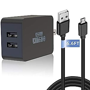 Micro USB Fast Charger, Android Charger with Android Cable, Dual Port USB Wall Charger, Compatible with Samsung Galaxy S7 S6 J8 J7 Note 5,Kindle,LG,PS4,Camera, with 6.6FT Micro USB Cable (Black)
