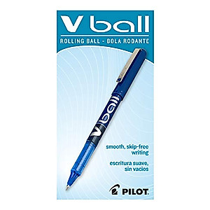 PILOT VBall Liquid Ink Rolling Ball Stick Pens, Extra Fine Point, Blue Ink, 12-Pack (35201)
