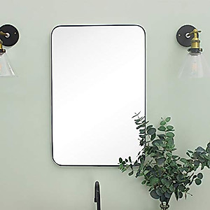 GRACTO 20x30 inch Chrome Stainless Steel Metal Framed Bathroom Mirror Wall Mounted Rounded Rectangular Bathroom Vanity Mirror