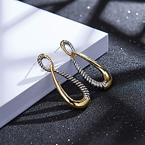 Mytys Dangle Earrings for Women Designer Brand Unique 2 Tone Gold & Silver Statement Drop Earring Jewelry Gift (style 12)