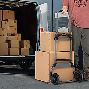 MoNiBloom Folding Hand Truck and Dolly, 220 lb Capacity Aluminum Heavy-Duty Luggage Trolley Cart with Telescoping Handle and Wheels