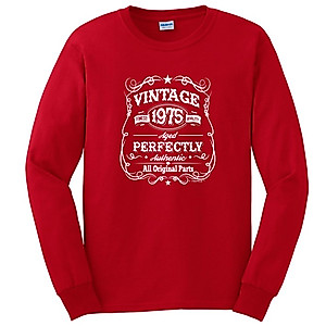 50th Birthday Party Supplies 50th Gifts 50th Birthday Gifts Vintage 1975 All Original Parts Long Sleeve T-Shirt 2XL Red