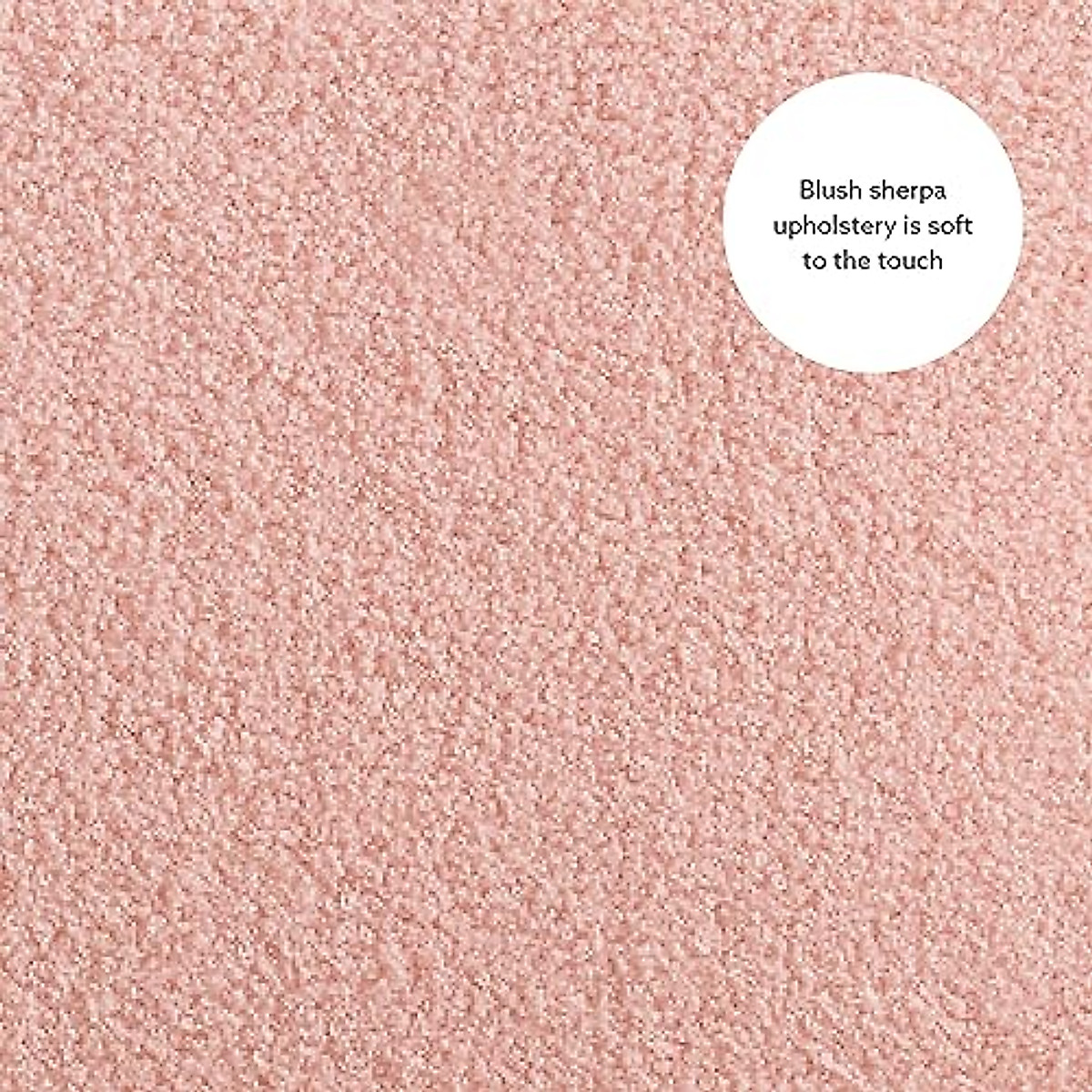 Linon Blush Sherpa Lexington Upholstered Square Storage Ottoman with Pine Wood Accent