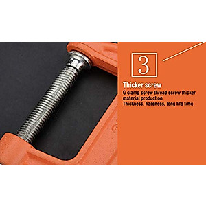 Edward Tools Heavy Duty Steel 8" C Clamp - Iron Alloy - Versatile Clamp for Brake, parts assembly, fastening, welding, woodwork, metal work, auto - T rotary handle - Thicker Screw