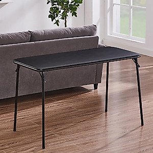 VECELO Folding Table Desk 47’’ with Collapsible Legs & Vinyl Upholstery, No Assembly Needed, Metal, Black, 47'' x 20'