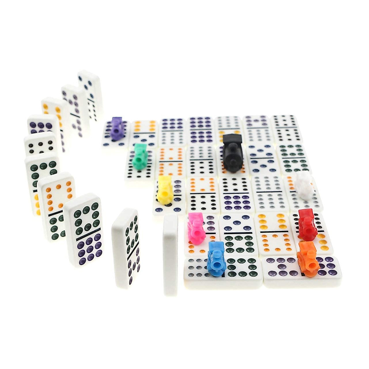 KAILE Mexican Train Dominos Game Set, 91 Tiles Double 12 Color Dots Dominoes Set for Travel Dominoes Game with Aluminum Case