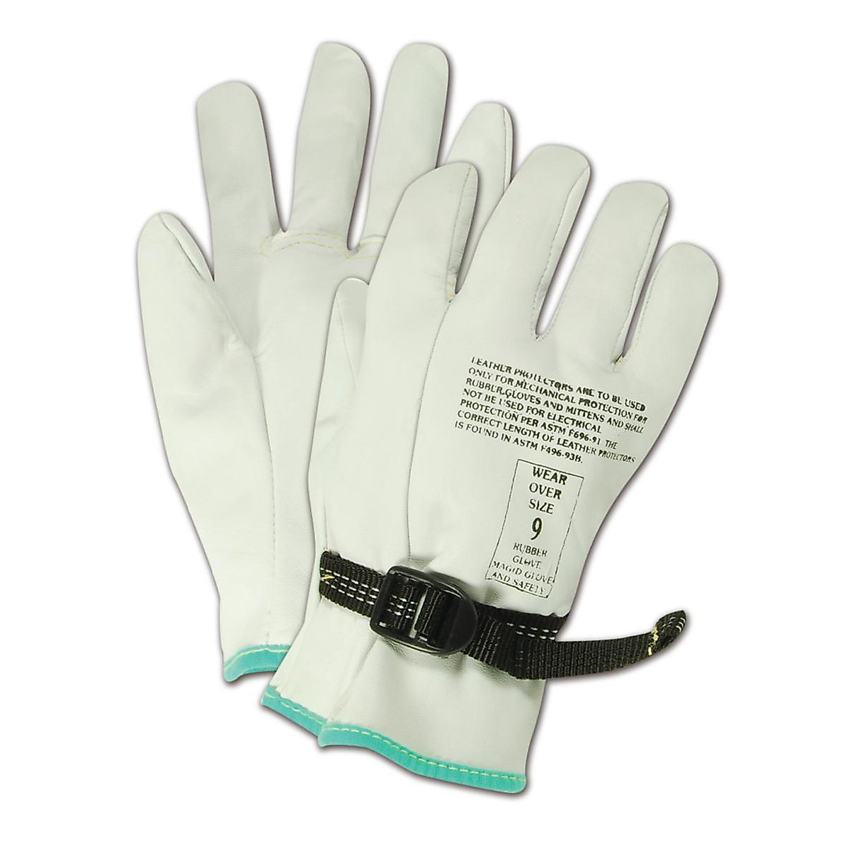 MAGID PowerMaster 12501PS Leather Linesmen Protector Gloves, 1 Pair, 9.5” Length, Size 9/Large