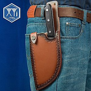 XYJ Full Tang Forged Serbian Chef Knife Camping Boning Knives High Carbon Steel Butcher Cooking Knife With Leather Knives Sleeves