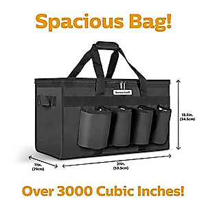 Homemell Large Insulated Bag with Drink Holder Reusable Grocery Bags to Keep Pizza and All Items Hot, Cold and Frozen - Black Collapsible Cooler, Thermal Bag for Travel and Food Transport