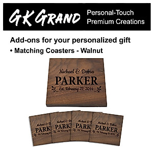 Personalized Cutting Board Wedding Gift Elegant Walnut Polished Live Edge Wood Display Custom Engraved Rustic Unique Anniversary Bride Groom Newlywed Couple Parents Housewarming (Wedding Branches)