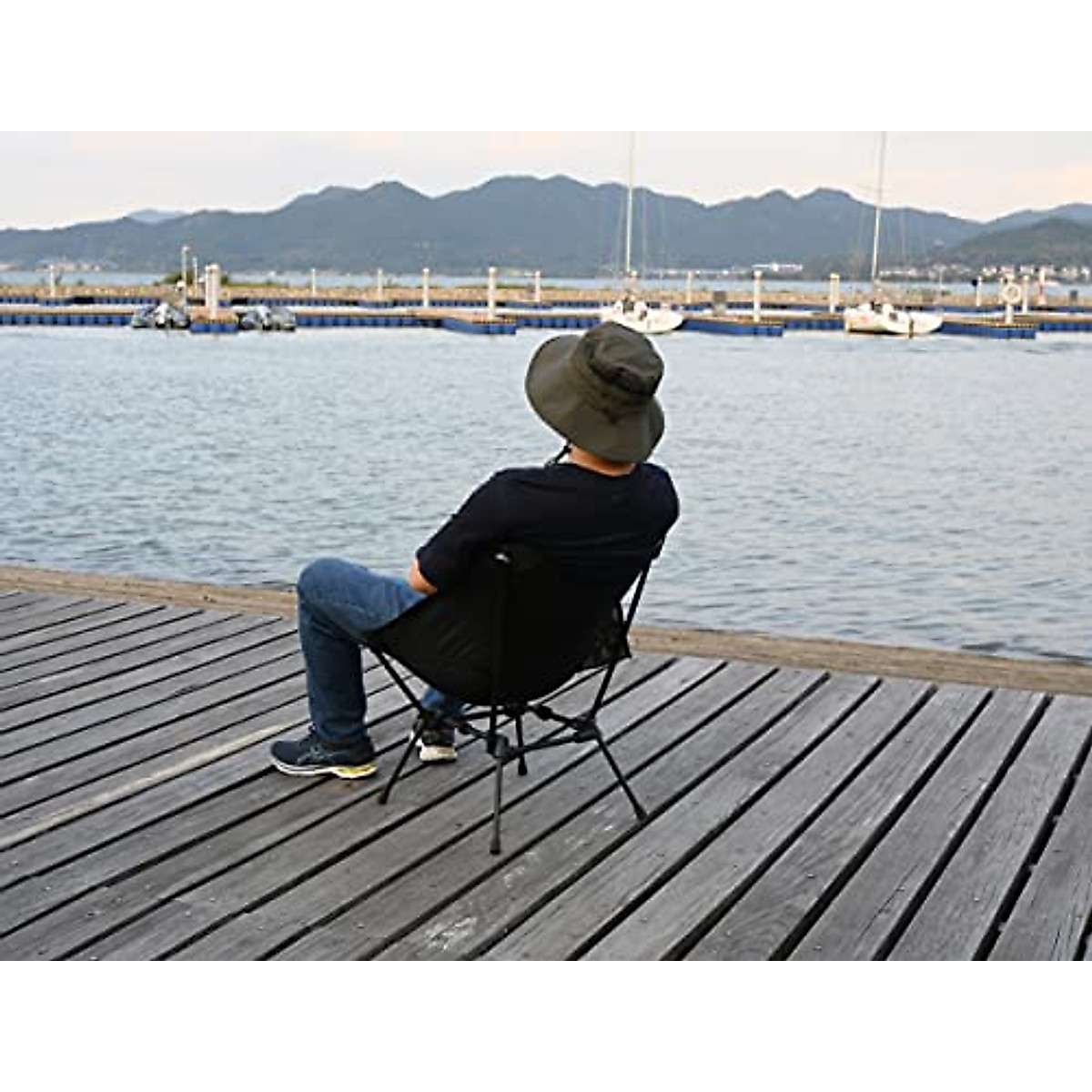 MARCHWAY Ultralight Folding Camping Chair, Heavy Duty Portable Compact for Outdoor Camp, Travel, Beach, Picnic, Festival, Hiking, Lightweight Backpacking (Black)