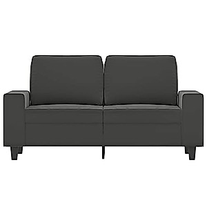 vidaXL 2-Seater Modern Sofa with Sturdy Metal Frame, Dark Gray Microfiber Upholstery, Comfortable Armrests and Back Pillows for Living Room Decor