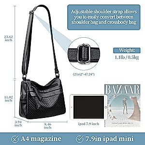 PU Leather Cross Body Purses for Women Medium Size, Ladies Woven Crossbody Bag Purse with Multi Pockets and Adjustable Wide Strap