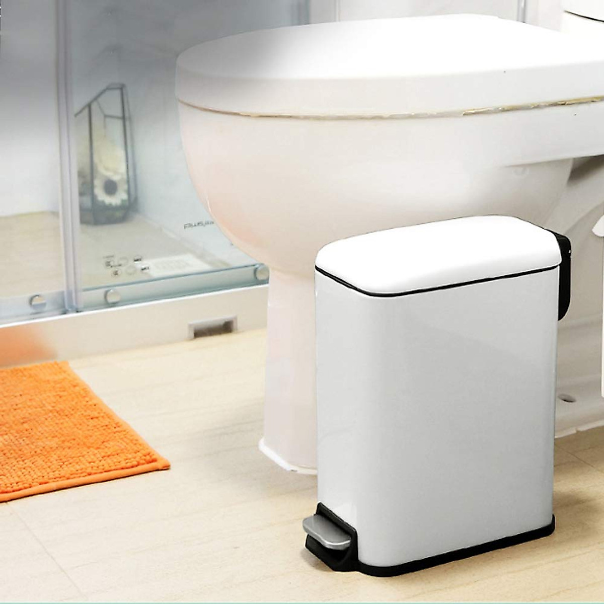 Step Trash Can, 5L Stainless Steel Pedal Garbage Bin Gentle Open and Close Low Noise for Office, Living Room, Kitchen