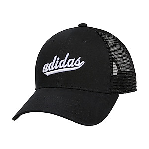 adidas Women's Mesh Back Snapback Cap Adjustable Fit Trucker Hat, Black/White, One Size
