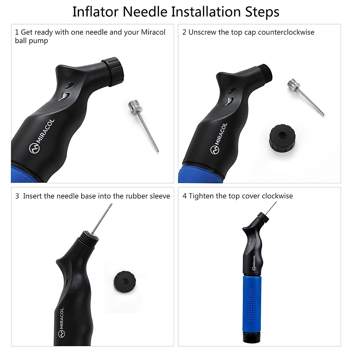 Ball Pump with 6 Needle - Miracol Dual Action Air Pump for Basketball Soccer Football Sports Balls