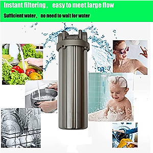 INTBUYING Heavy Duty Water Filter Shell Housing Whole House Water Purification of 304 Stainless Steel -5 inch Filter 3/4 inch NPT Inlet and Outlet with Bracket and Wrench Pin