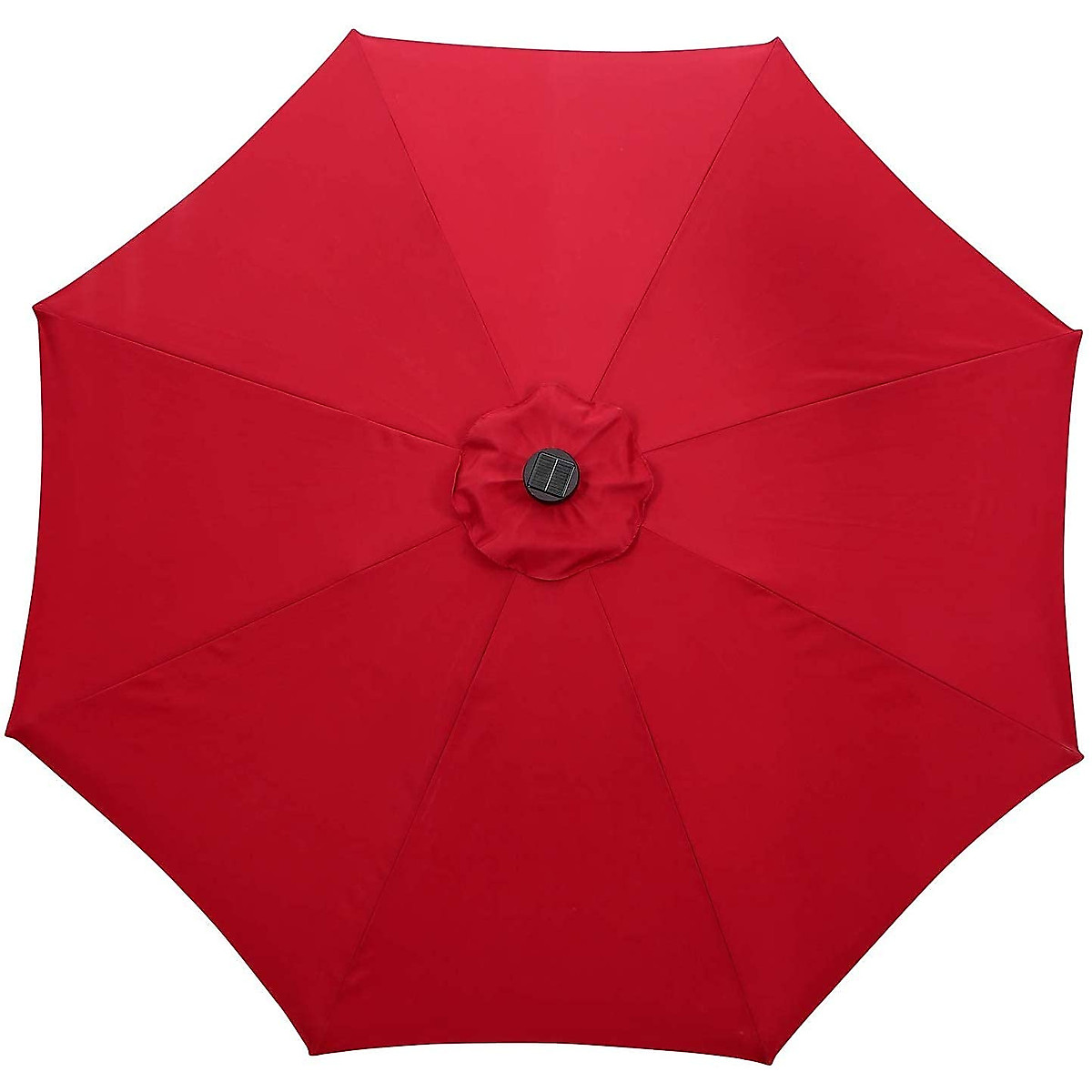 GDY 10Ft Patio Umbrella, Solar Powered 40 LED Lighted Aluminum Outdoor Table Market Umbrella with Tilt and Crank, Center Light (Charming Red)