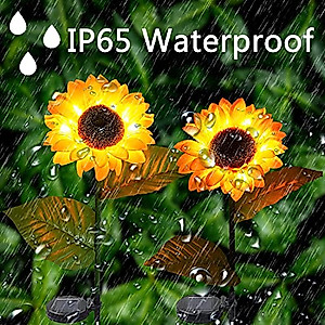 yeuago 4 Pack Solar Sunflower Lights Outdoor Flower Garden Stake Lights,Waterproof LED Solar Powered Sunflower Lights Thanksgiving Christmas Gift Decor for Grave Patio Yard Pathway Wedding Party