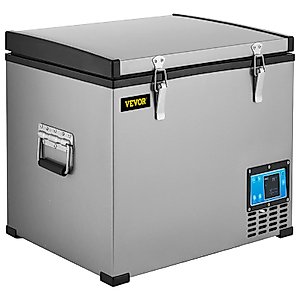 VEVOR Portable Refrigerator 64 Quart, 12 Volt Refrigerator with Compressor and App Control, Metal Shell Chest Refrigerator, -4℉ to 68℉, DC 12/24V, AC 110-240V(Home & Car Use)