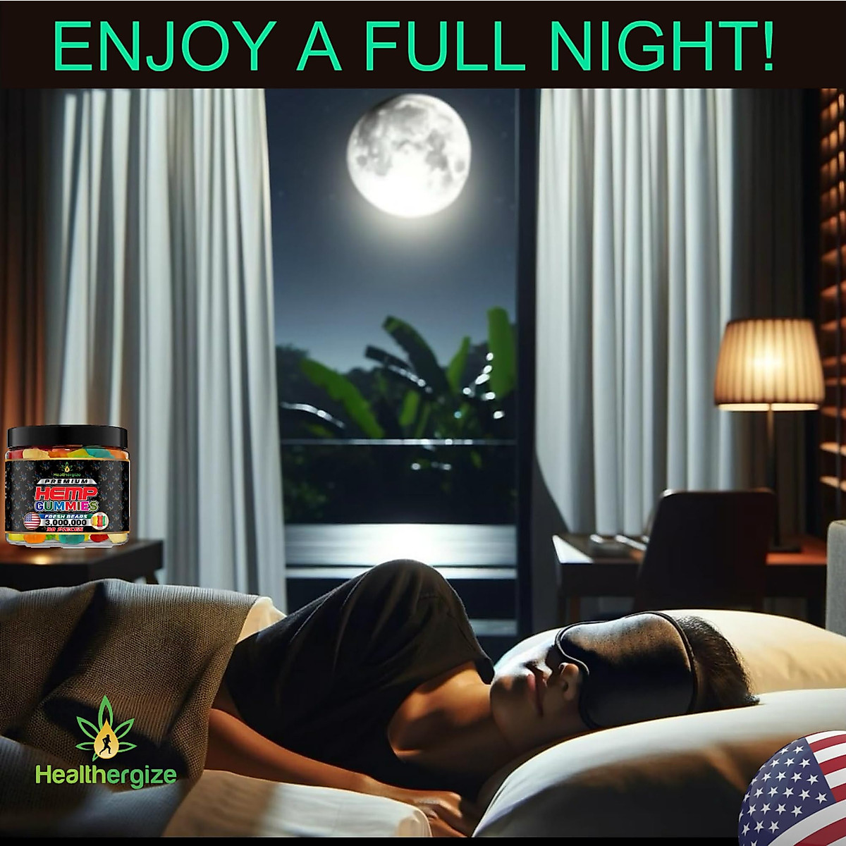 Healthergize Hemp Gummies-Great for Sleep, Joints, Relax, Calm, Muscles, Discomfort, Skin-Hemp Gummy Bears Peace and Relaxation-Variety Fruity Flavors-Natural Hemp Edibles Bears-Made in USA-90 Bears