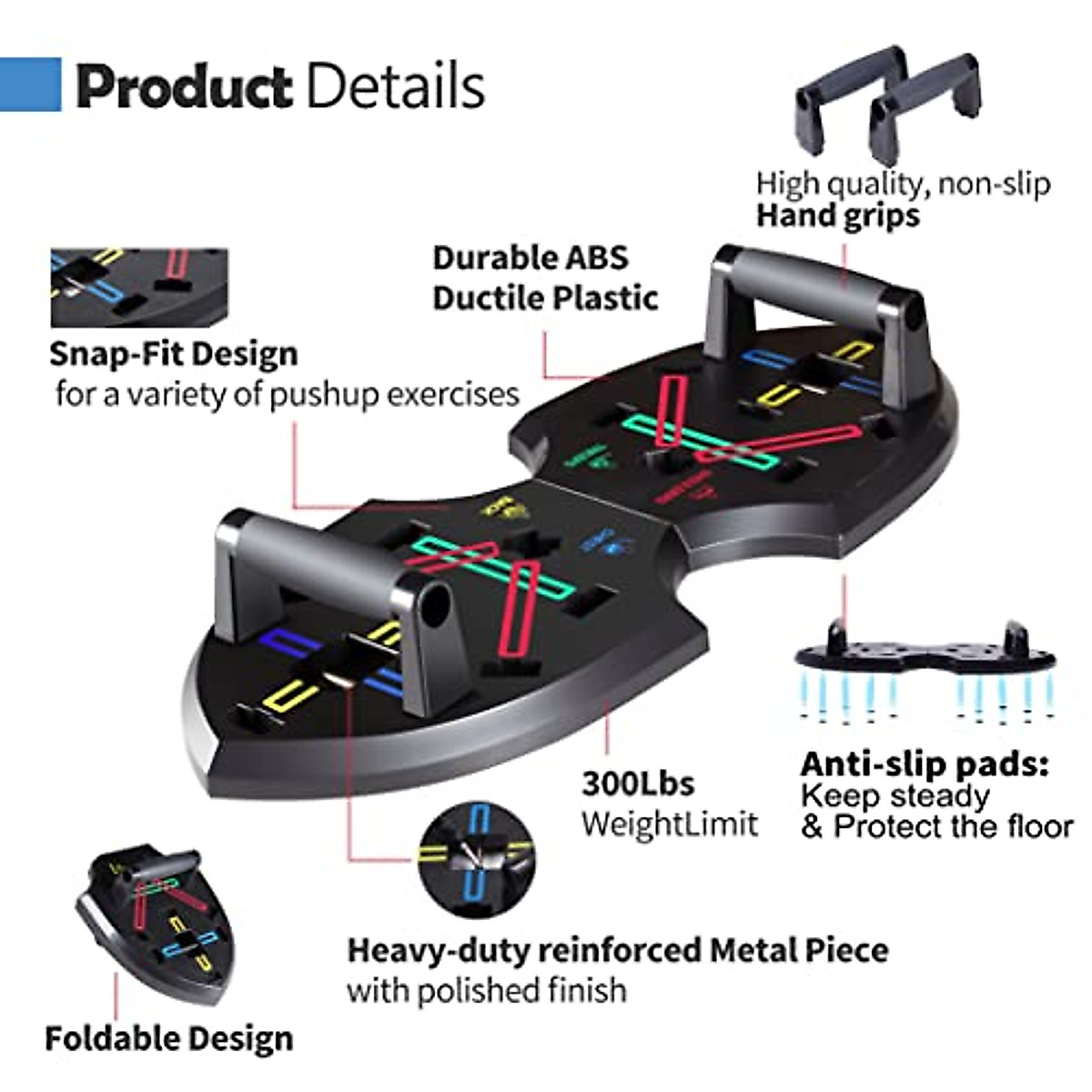 LALAHIGH Portable Home Gym System for Men and Women: Push Up Board, Different Fitness Accessories with Resistance Bands dynamic handles and nonslip pads-Professional Strength Training Exercise