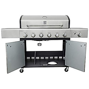 Kenmore PG-A40611S0L 6 Burner Cabinet Style Propane Gas BBQ Grill with Side Burner, 73000 Total BTU, Stainless Steel