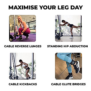 YAGHZU Ankle Straps for Cable Machines Women - Adjustable Gym Ankle Strap for Cable Machine, Neoprene Padded Cable Straps, Durable Leg Strap with Cable Cuff, Glute Kickback Ankle Strap with D Rings