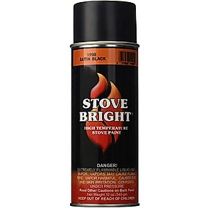 Stove Bright Fireplace Satin Black Paint - High Temp Satin Black Spray Paint, Withstands up to 1200° F, Quick Drying, Retains Color, Easy Application