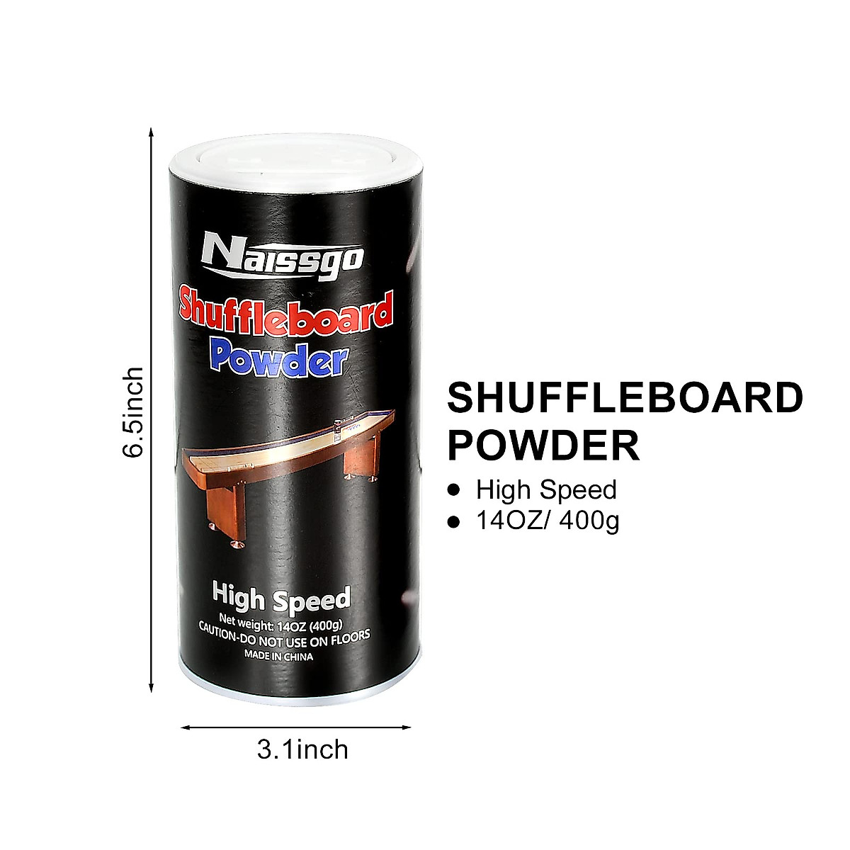 Naissgo Shuffleboard Sand Wax Shuffleboard Powder Set with Mini Dustpan & Broom，2 Cans(2×14 oz)