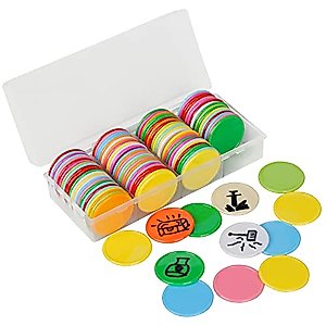 DND Wet & Dry Erase Tokens Set of 100 Colorful Blank Counters - 1.5" Customizable & Reusable Game Discs for Dungeons & Dragons, MTG, Bingo Clips and Any Tabletop RPGs