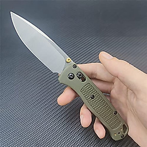 EDC Folding Pocket Knife For Men, Satin Plain Edge Drop Point Blade , Green Grivory Fiberglass Super Lightweight Handle Axis Lock With Belt Clip, Everyday Carry Thumb Studs Manual Open (Green Handle Satin Blade)