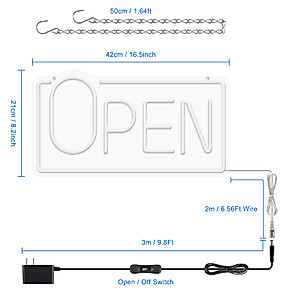 Neon Open Signs for Business, Super Bright LED Open Sign, Open Neon Sign 16''x 8'' (Blue&Pink), with ON/OFF Switch & Adapter, Neon Light Up Sign for Window Party Wall Store Shop Bars Coffee Salon Club