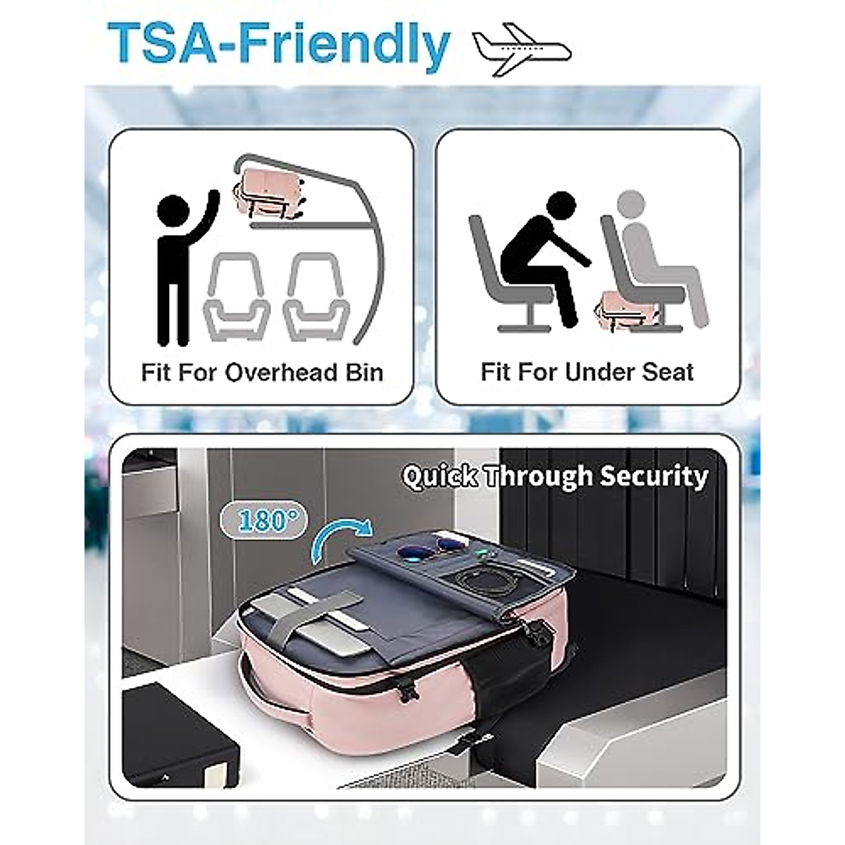 Rolling Backpack with 4 wheels, 17 inch Travel Laptop Backpack for Women with Shoe Pouch, Large Wheeled Backpack Carry on Luggage, Overnight College Work Trolley Suitcase Bag Roller Backpack Adults