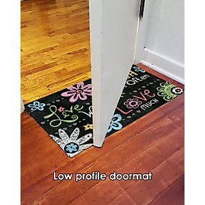 Toland Home Garden 800184 Live Laugh Love Chalkboard Flower Door Mat 18x30 Inch Outdoor Doormat for Entryway Indoor Entrance