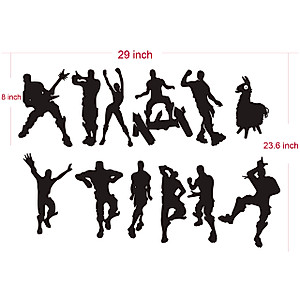 Large Game Wall Decal Poster Dancing Peel & Stick Poster Decals Floss Dancing Game Nursery Kids Room Game Stickers (Black)